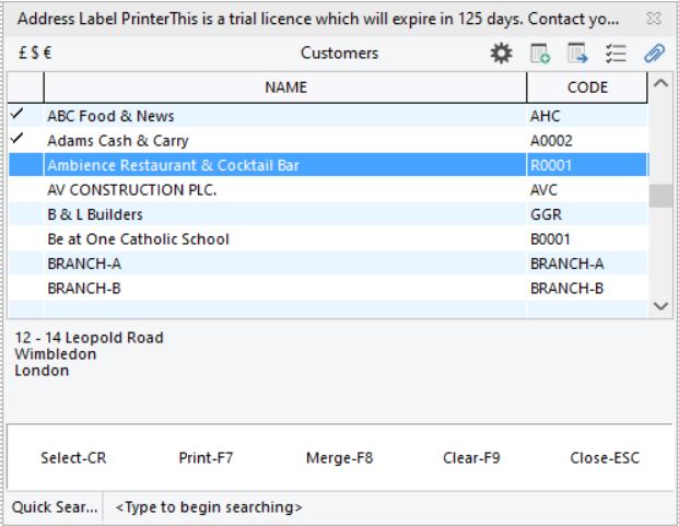 Producing Customer Address Labels – Xline Hub
